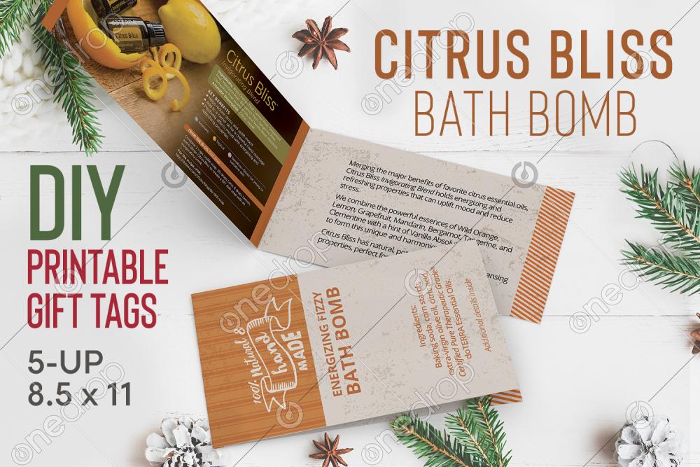 Printable Gift Tags: DIY BATH BOMB (Citrus Bliss) by Brad Jones